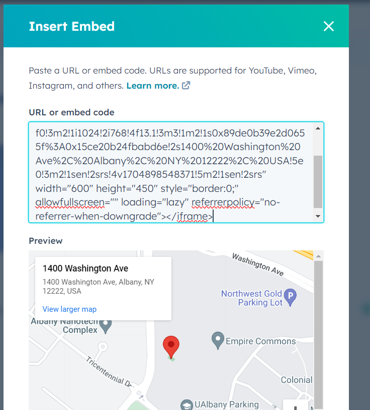 How to embed a map on a HubSpot page